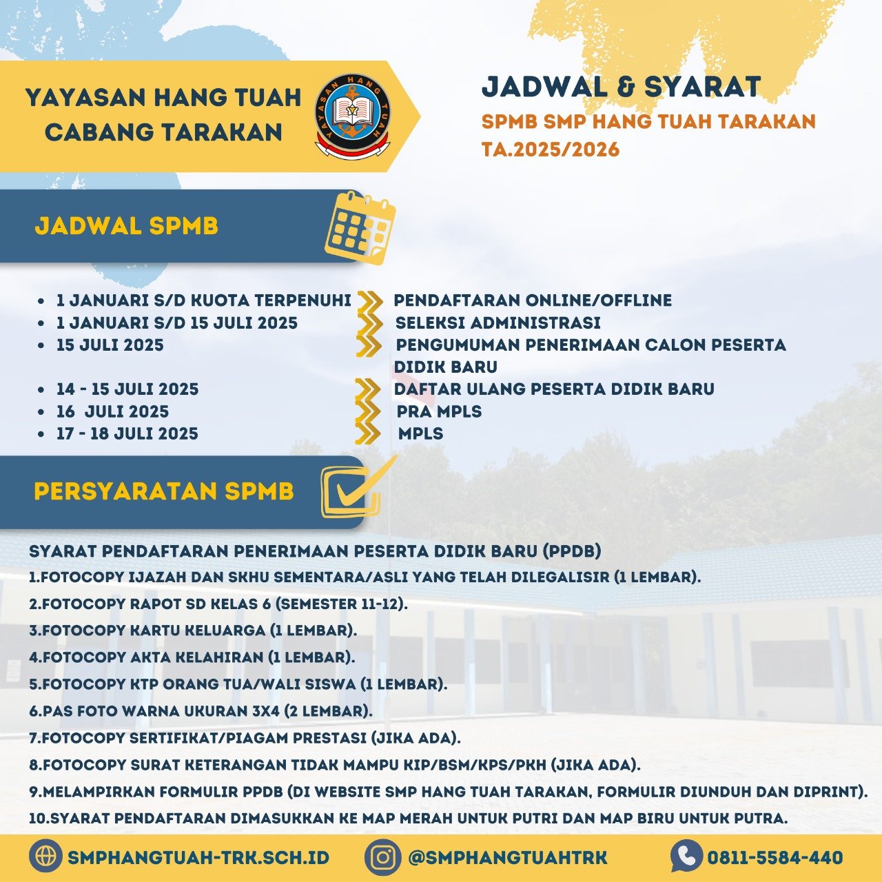 Jadwal dan Syarat PPDB TA 2025-2026 SMP Hang Tuah Tarakan
